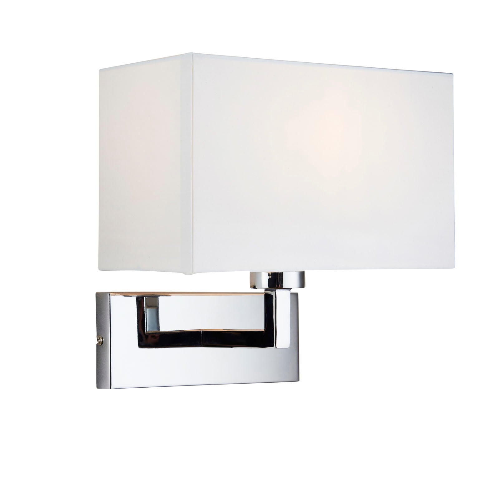 Modern Wall Light - Piccolo Chrome (Square White Shade, Dimmable)
